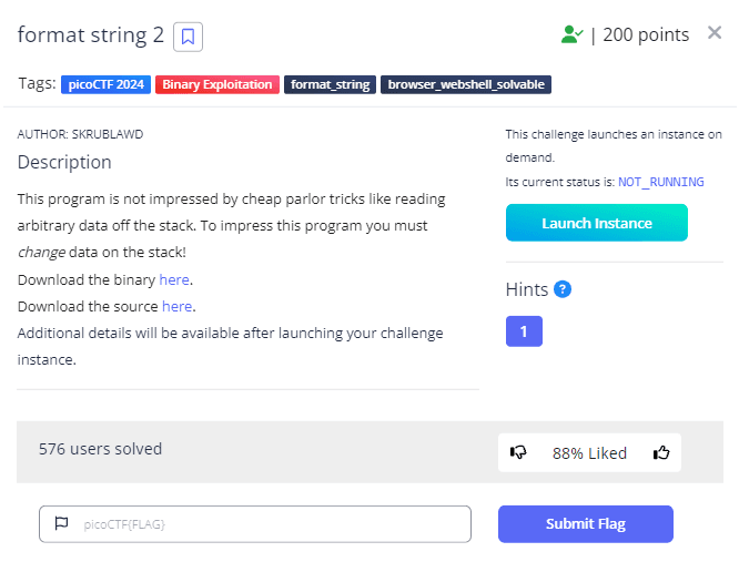picoCTF - 2024 - Pwn - Format String 2 | TCT Blogs
